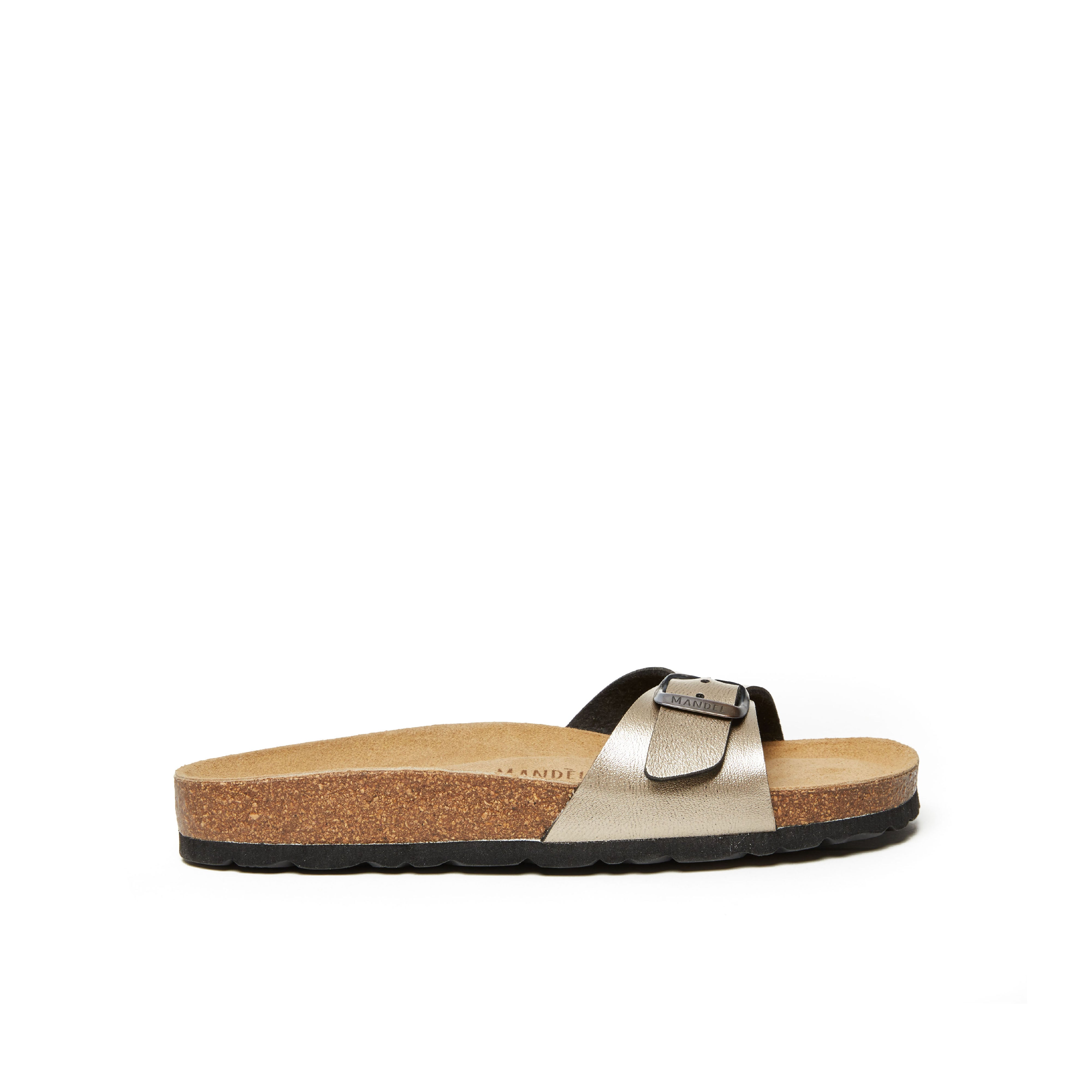Bronze single-strap AGATA made with eco-leather – Mandel Sandals