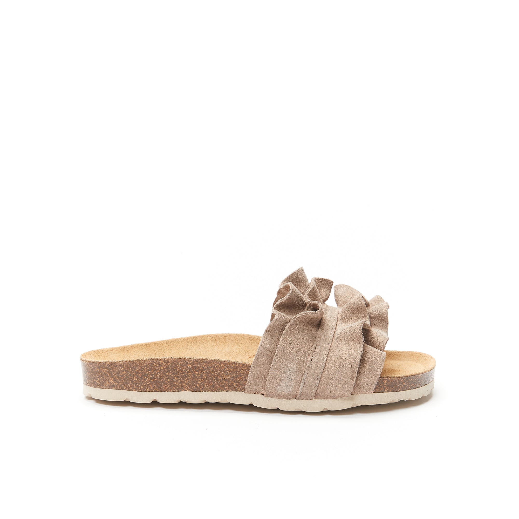 Taupe single-strap SOFIA made with suede leather – Mandel Sandals