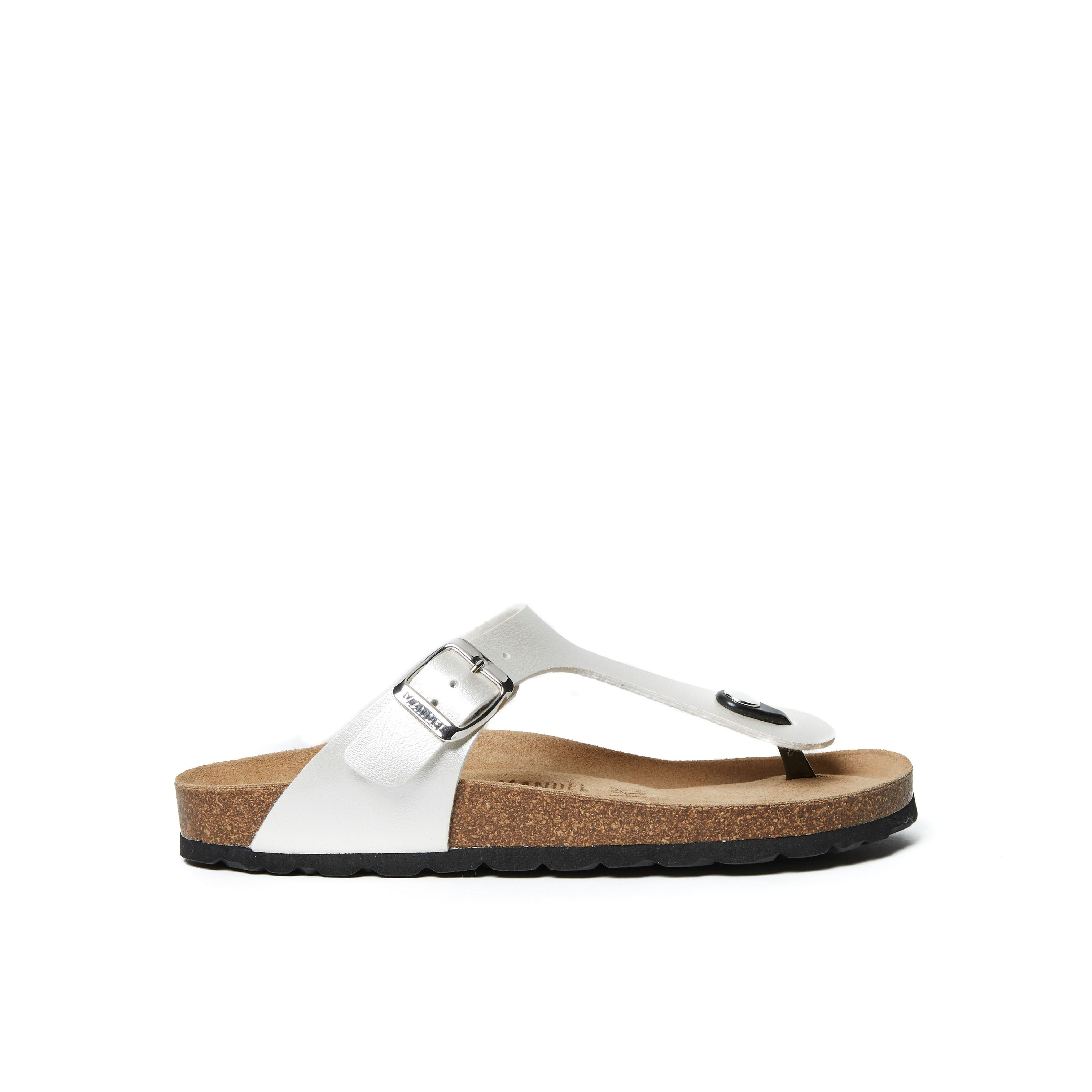 White thong BLANCA made with eco-leather – Mandel Sandals