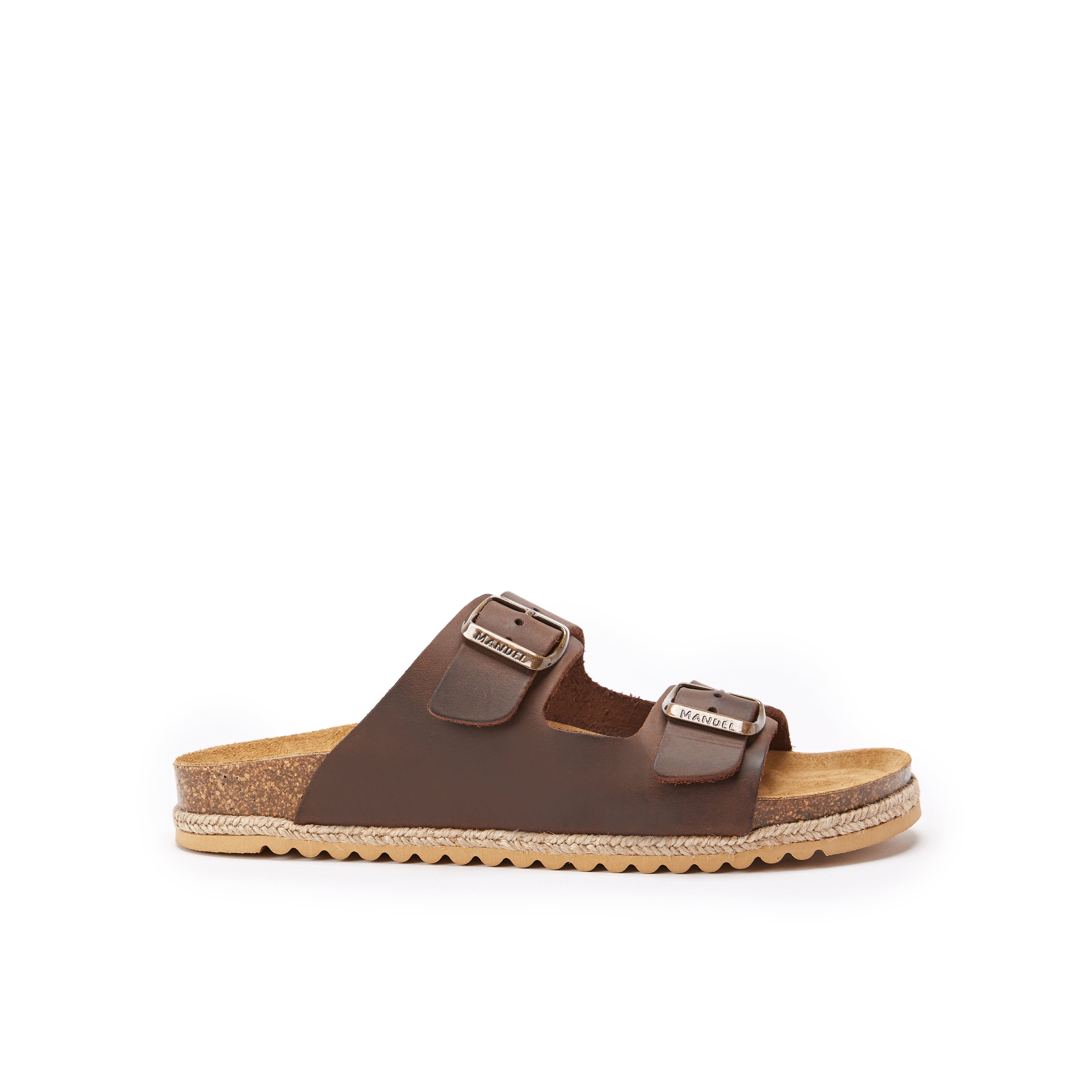 Dark Brown two-straps ALBERTO made with oiled leather – Mandel Sandals