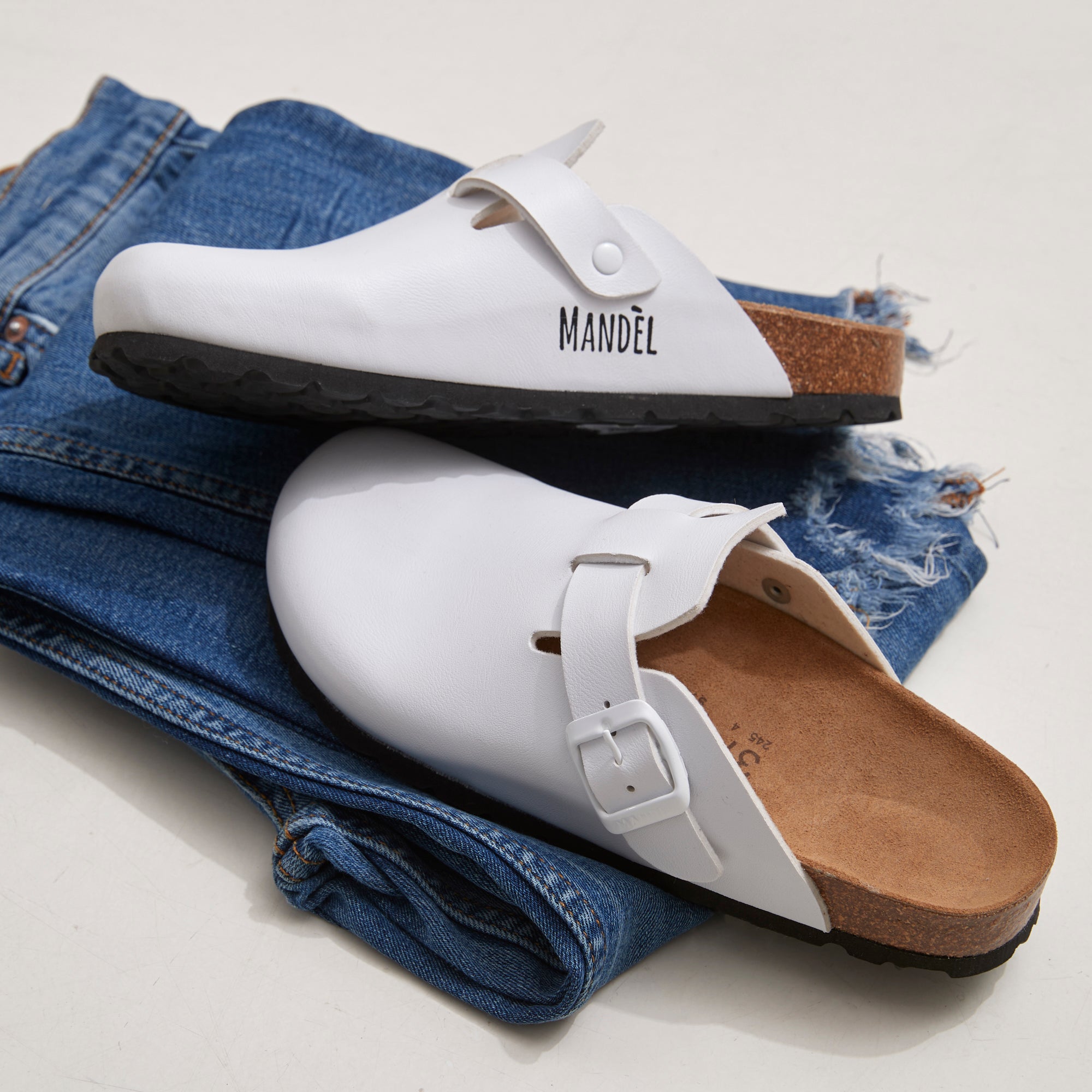 White sabot clogs NOE made with eco-leather – Mandel Sandals