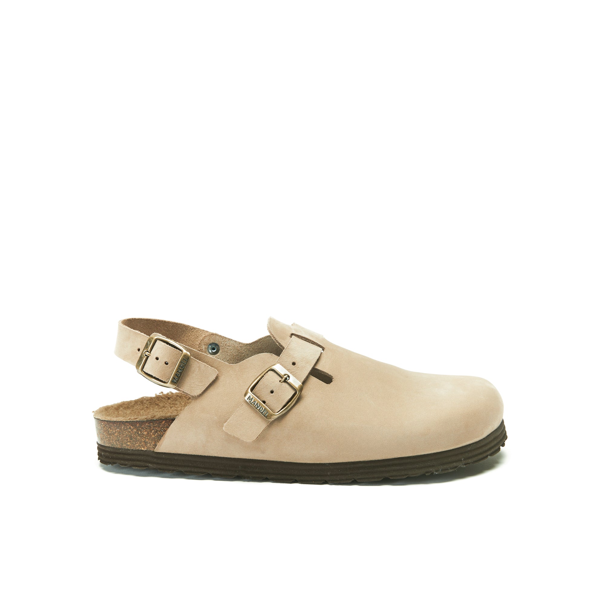 Taupe sabot clogs OSCAR made with nubuck leather – Mandel Sandals