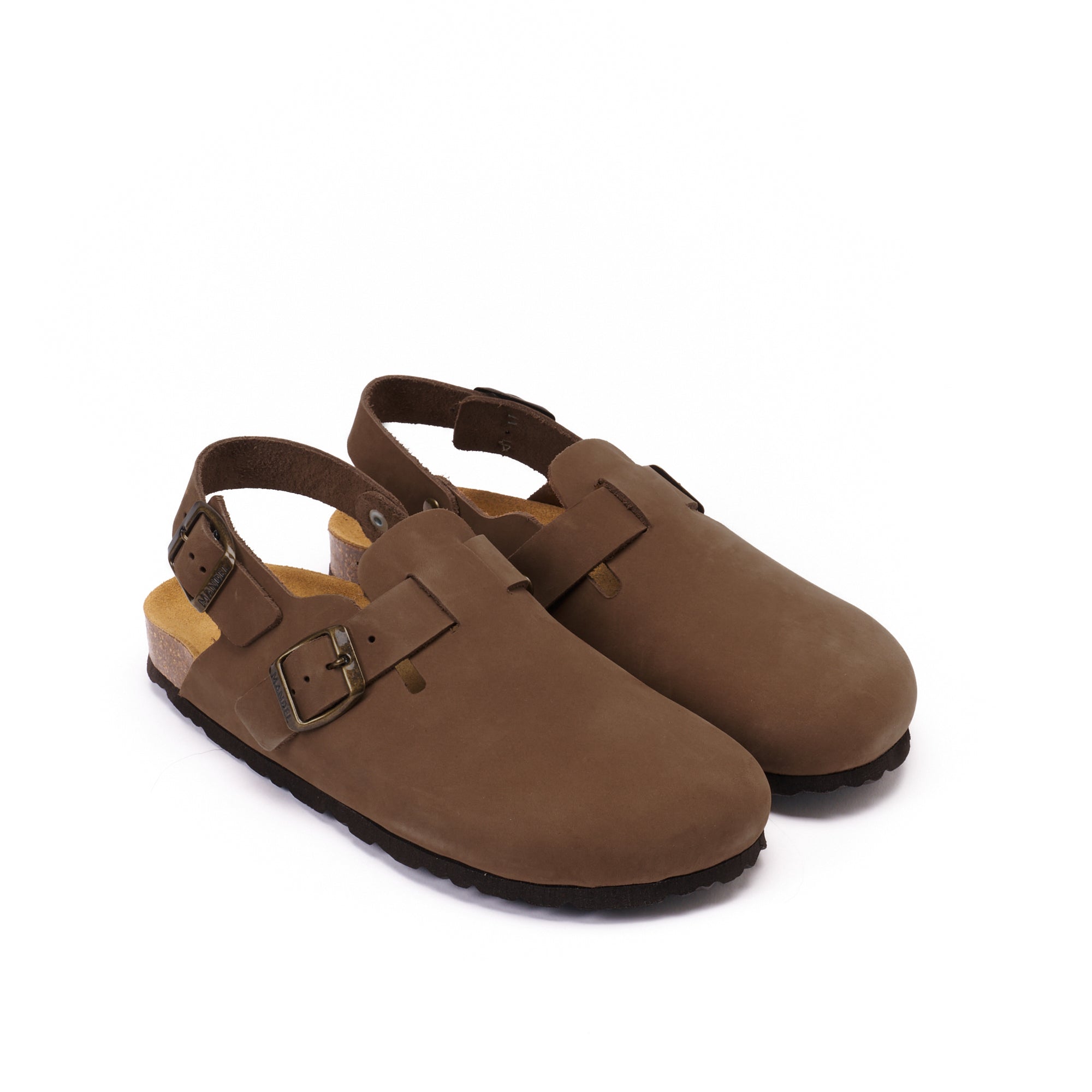 Dark Brown sabot clogs OSCAR made with nubuck leather – Mandel Sandals